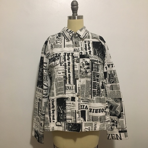 Vintage | Jackets & Coats | Vintage 9s Newspaper Jacket Unique Retro ...